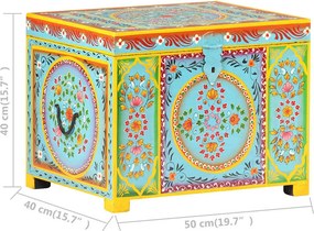 Ručně malovaný úložný box 50 x 40 x 40 cm masivní mangovník 323540