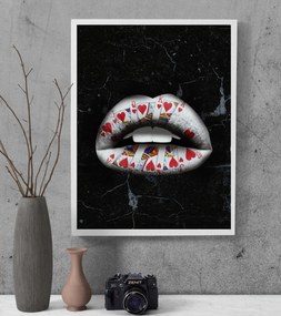 Pixada Royal Flush Lips Hearts - motivační obraz Velikost: B2 - 50x70 cm, Volba rámu: s černým rámem