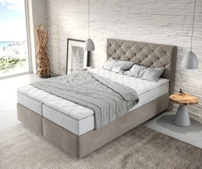 DELIFE Boxspring postel Dream-Great 140x200 cm mikrovlákno béžová s taštičkovou pružinovou matrací a visco topperem