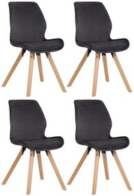 Jídelní židle Carnforth - 4 ks - samet | tmavě šedé