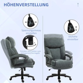 Kancelářská židle HOMCOM, ergonomická kancelářská židle s houpací funkcí, lněný vzhled, výškově nastavitelná židle k PC s funkcí otáčení, silné polšt…