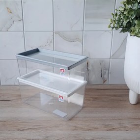 DÓZA NA SUCHÉ POTRAVINY 800 ml – nízká, průhledná | DomaLEP varianta: ŠEDÁ
