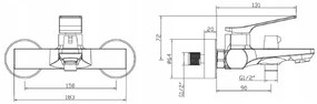 Invena Neri, nástěnná vanová baterie, černá matná, BW-01-004-L