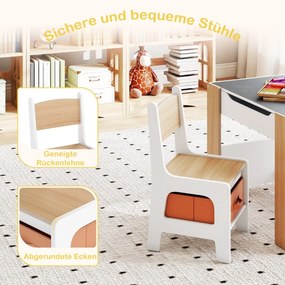 Costway 4 v 1 Sada dětských stolů a židlí s oboustrannými stolovými deskami