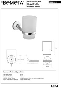 Bemeta Design ALFA: Držák kartáčků, sklo -