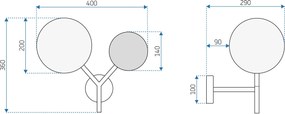 Toolight - nástěnná skleněná lampa E27 60W APP1012-2W, zlatá, OSW-09481