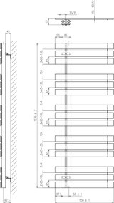 Sapho Silvana koupelnový radiátor 500 x 1236 mm středové černá mat IR154B