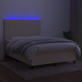 Box spring postel s matrací a LED krémová 140x200 cm textil 3135042