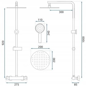 REA-P8413 - Sprchová sada s termostatickou baterií BLISS broušená zlatá