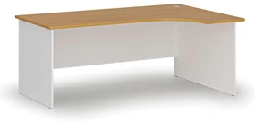 Rohový kancelářský psací stůl PRIMO WHITE, 180x120 cm, pravý, bílá/buk