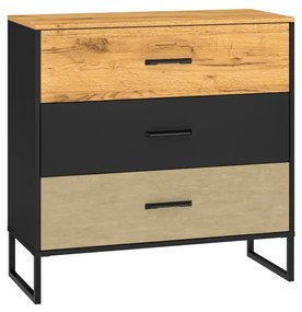 ML FURNITURE Komoda - COLT 05, zlatý dub/matná černá/prémiová ocel