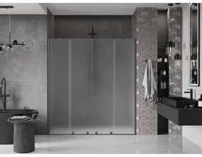 Mexen Velar Duo, posuvné sprchové dveře do otvoru 170 cm, 8mm sklo námraza, broušený grafit, 871-170-000-32-95