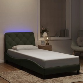 Rám postele s LED bez matrace světle šedý 90 x 190 cm samet 3213825