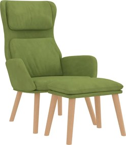 Relaxační křeslo se stoličkou světle zelené samet 3097823