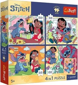TREFL Puzzle Premium Lilo  Stitch 4v1 / 4x88 dílků / 28,5 x 20,5 cm /