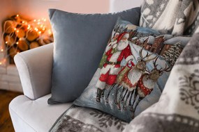 VÁNOČNÍ GOBELÍNOVÁ DEKORAČNÍ POVLAK NA POLŠTÁŘ MERRY4 45X45 CM VZOROVANÁ