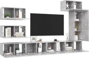 8dílný set TV skříněk betonově šedý kompozitní dřevo 3079136