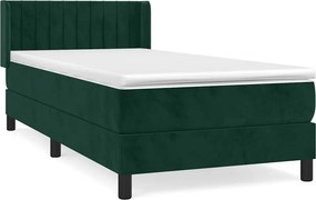 Box spring postel s matrací tmavě zelená 90x200 cm samet 3131060