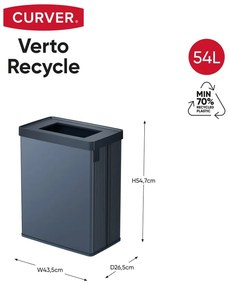 Modrý odpadkový koš na tříděný odpad z recyklovaného plastu 54 l Verto Recycle – Curver