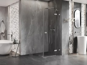 Mexen Lunar, pravostranný výklopný sprchový kout 90 x 90 cm, 8mm čiré sklo, ocelový profil, 834-090-090-97-00-P