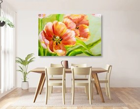 Obraz červené tulipány ve vintage provedení - 90x60 cm