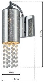 Nástěnné svítidlo Moonlight, 1x krystalky/akrylové stínítko, ch