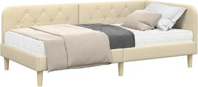 Rohový rám postele Krémová 90 x 190 cm textil 3394115