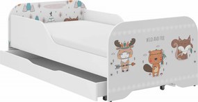 Wooden Toys Dětská postel MIKI 160x80 LESNÍ ZVÍŘÁTKA