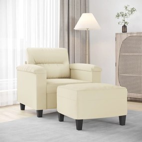 Křeslo s podnožkou krémové 60 cm umělá kůže 3201238