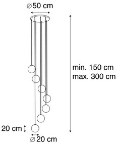 Chytré závěsné svítidlo černé 7-světlo vč. Wifi ST64 - Pallon