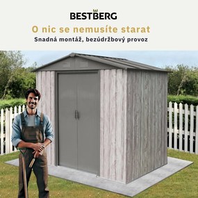 Zahradní domek BestBerg ZDB-2SD / 2,5 m² / 194 x 131 x 184 cm / dekor bílé dřevo/šedá