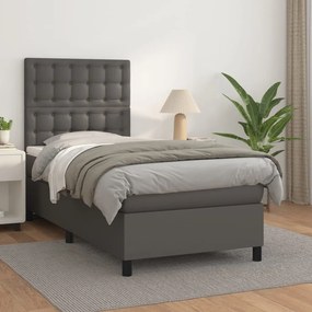 Box spring postel s matrací šedá 100x200 cm umělá kůže 3142831