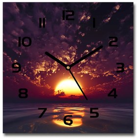 Wallmuralia Skleněné hodiny na stěnu Západ slunce 30x30 cm
