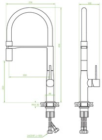 Laveo Colina, vysoká dřezová baterie s výtokem ve tvaru U, černá matná, LAV-BCO_B78D