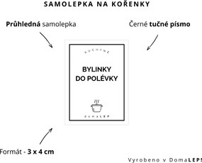 BYLINKY DO POLÉVKY - Samolepka na kořenky 3 x 4 cm - DomaLEP varianta: PRŮHLEDNÁ - tučné písmo