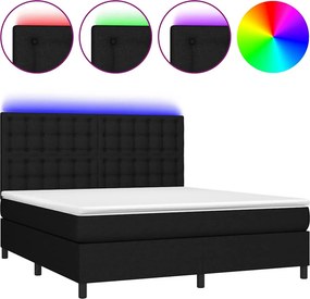 Box spring postel s matrací a LED černá 160x200 cm textil 3135207