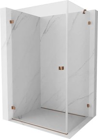 Mexen Lunar-B, výklopný sprchový kout levý 85 x 70 cm, 8mm čiré sklo, profil růžové zlato, 832-085-070-60-00-L