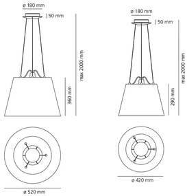 Artemide Designové závěsné svítidlo Tolomeo Mega, 1xE27, hliník Materiál stínidla: Černá textilie, Průměr stínidla: 42 cm