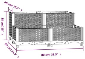 vidaXL Marketos Vyvýšený záhon 80 x 80 x 38 cm polypropylen
