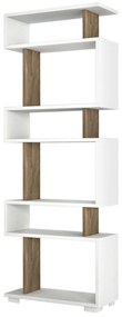 Hanah Home Knihovna Blok - White, Walnut, Bílá, Ořech