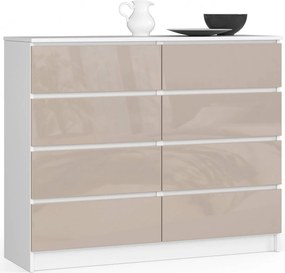 Komoda K120 8SZ bílá/cappuccino lesk
