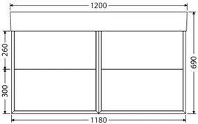 INTEDOOR Oxo Multi skříňka s umyvadlem, 4 zásuvky, OXO MULTI 120D 4Z Povrch: 0018 AP DIVARO MAT