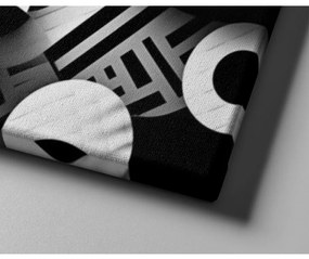 Obraz na plátně - Černobílá abstrakce s kruhy Pop Art FeelHappy.cz Velikost obrazu: 210 x 70 cm
