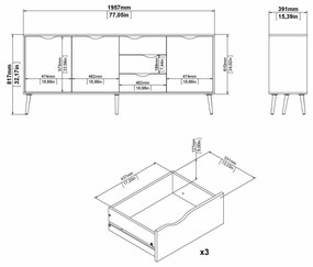 Tvilum Bílá komoda OSLO 75454 se 3 zásuvkami