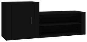 Botník černý 130x35x54 cm kompozitní dřevo - Default Title