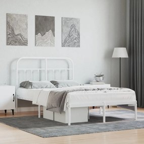vidaXL Kovový rám postele s čelem 120 x 200 cm [352625] Barva: Bílá