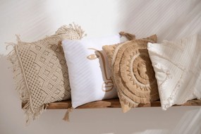 Krémový polštář s třásněmi Fransen white off - 40*14*40cm