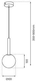 Závěsné svítidlo Play, 1x bílé skleněné stínítko, b/c