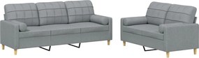 2dílná sedací souprava s polštáři světle šedá textil 3201322