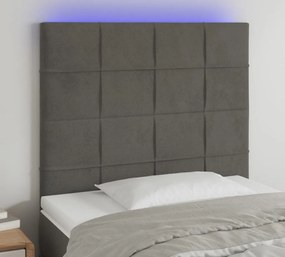 vidaXL Čelo postele s LED 80x5x118/128 cm samet [3122459] Barva: Černá
